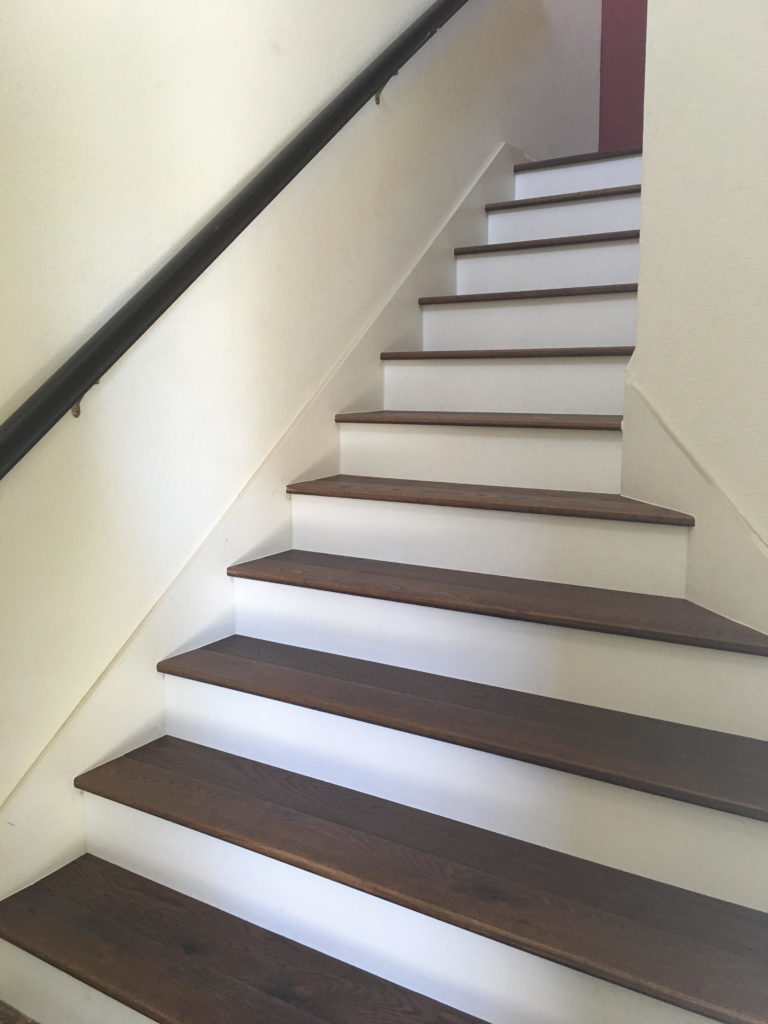 Remodeled stair with new solid wood treads installed in Oakland ...